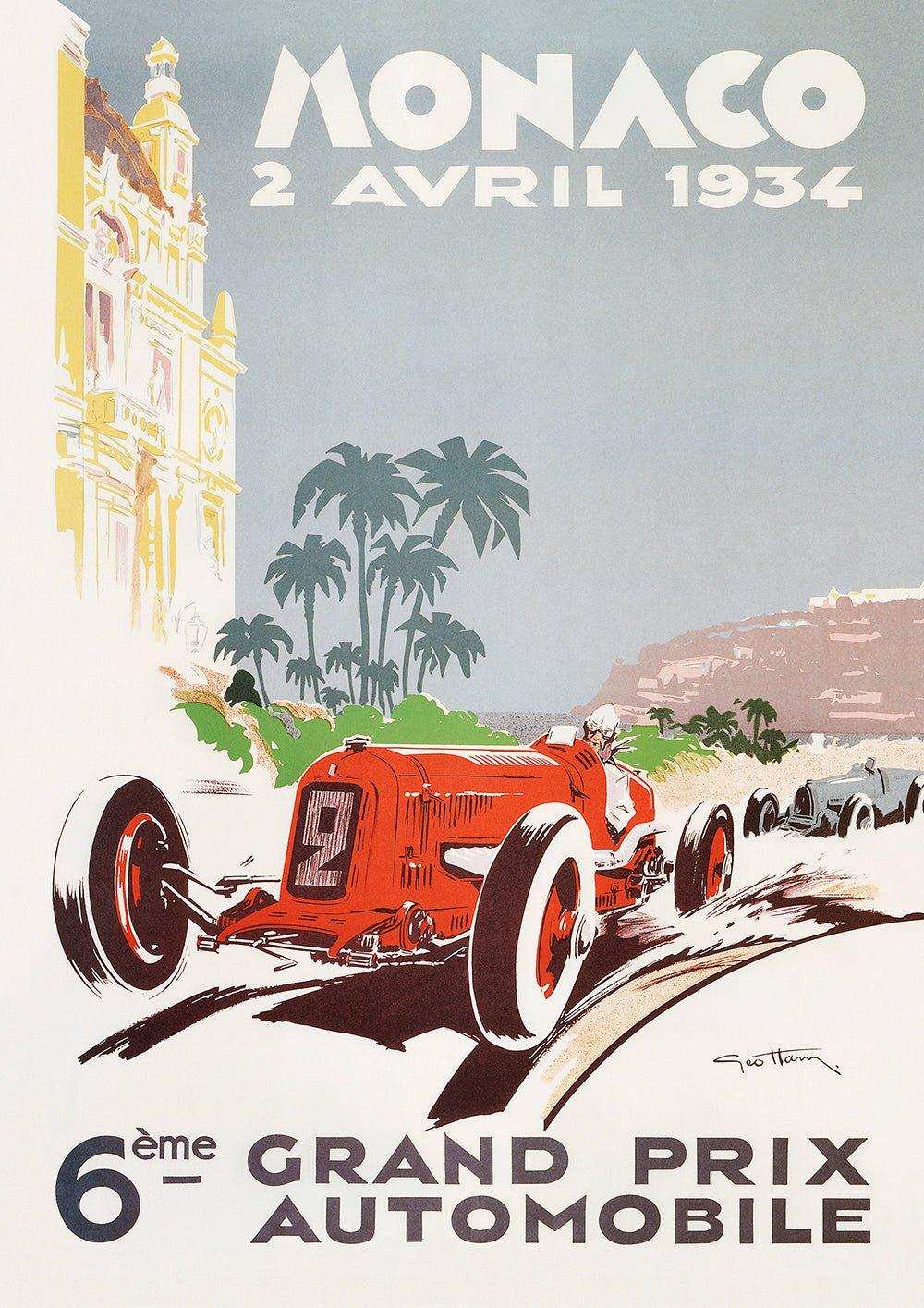 1934 Monaco Grand Poster | Monaco Grand Poster | Grand Prix Poster ...