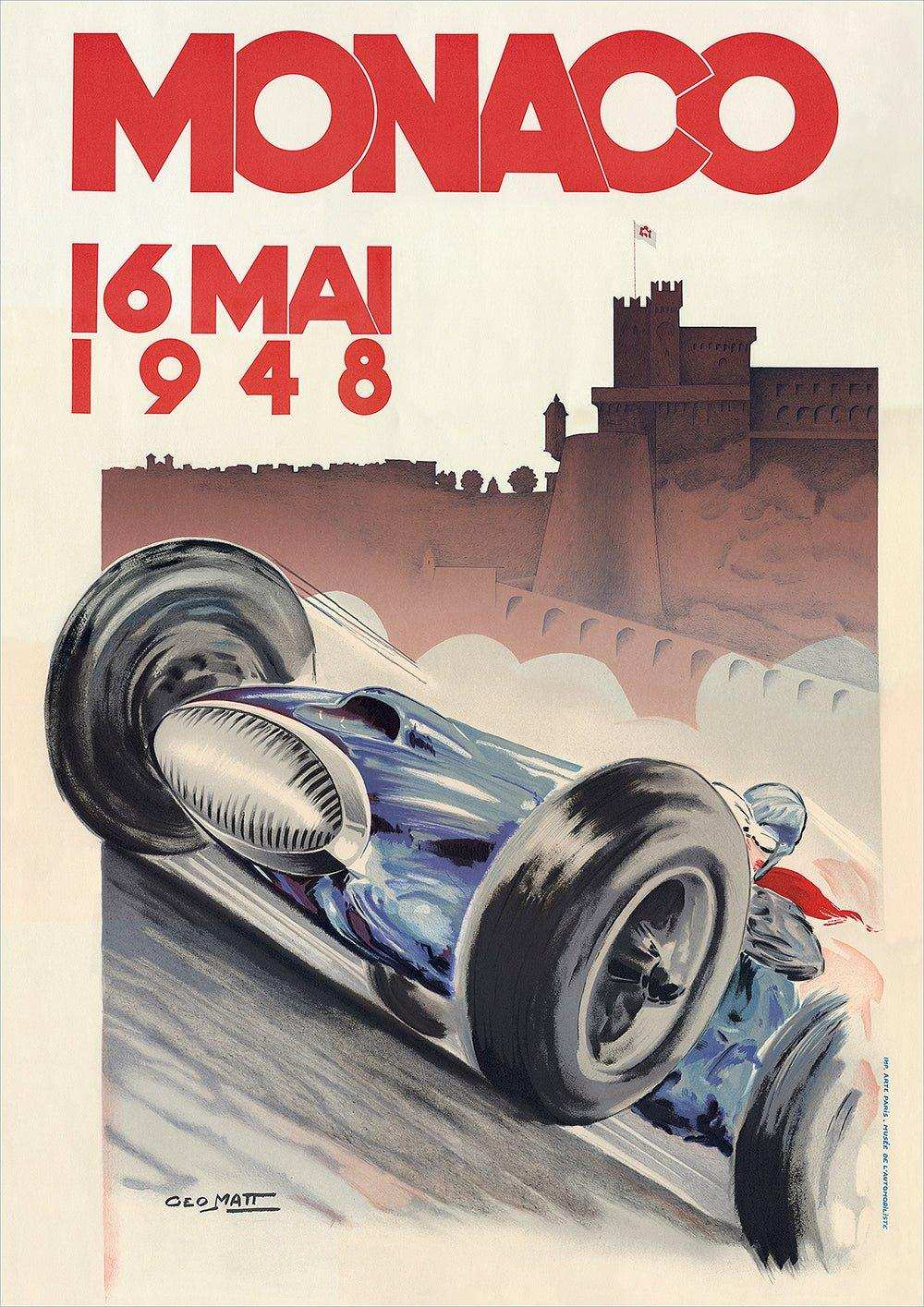 1948 Monaco Prix Poster | Monaco Prix Poster | Grand Prix Poster ...