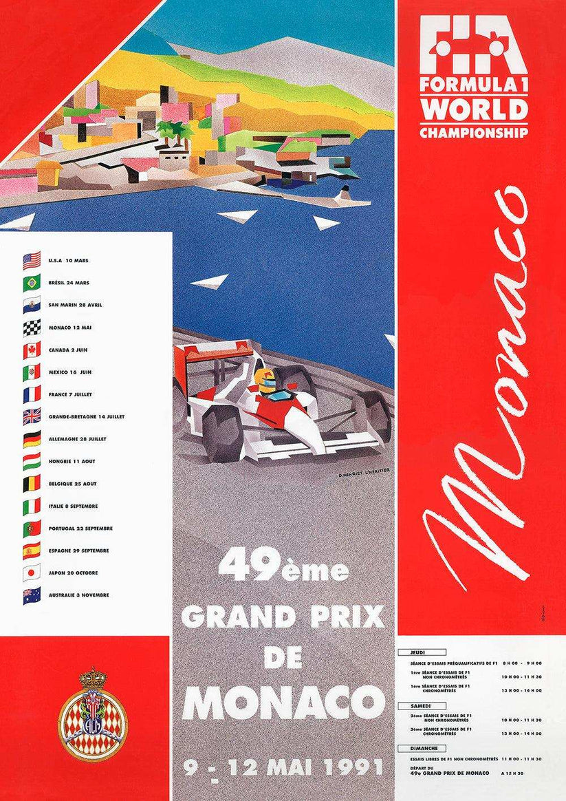 1991 Monaco Grand Posters | Monaco Grand Posters | Grand Prix Poster ...